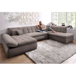 Wohnlandschaft DOMO collection, B:353cm H:80cm T:216cm, grau, Microfaser PRIMABELLE (100% Polyester);Chenille (85% Polyester, 15%