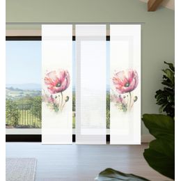 Schiebegardine HOME IN GREEN, B:60cm H:245cm, rosa, Polyester, Wohnzimmer, Gardinen, "MELIORA", Bambusoptik, SET, recycelt, Digitaldruck