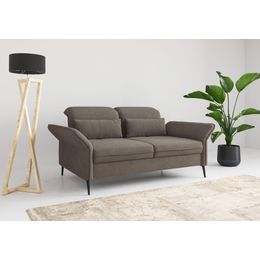 Sit & More 3-Sitzer SIT & MORE, B:199cm H:92cm T:123cm, braun, 100% Polyester, Sofas, "Emely, inkl. Sitztiefenverstellung", wahlweise mit Schlaffunktion, Kopf-