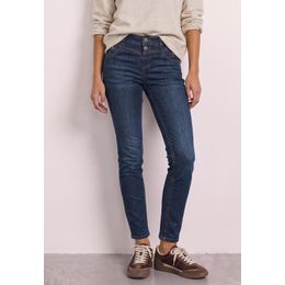 Street One Damen Slim-fit-Jeans, blau, Gr. 25, Denim/Jeans, Obermaterial: 82% Baumwolle, 15% Polyester, 3% Elasthan, Jeans, 5-Pocket-Style, mit