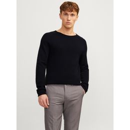 Jack & Jones JACK & JONES Herren Rundhalspullover "JJEHILL KNIT CREW NECK NOOS", schwarz, Gr. XS, unifarben, Strick, Obermaterial: 100% Baumwolle, Pullover,
