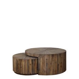 Chic Antique Sofatisch Set aus recyceltem Tannenholz &Oslash; 81,5 x H 38 cm - Natur skandinavische Deko Online Shop