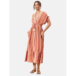 Lipsy Kleid Damen Gr&ouml;&szlig;e 42 beige / orange / rosa / dunkelpink