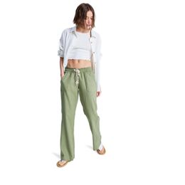 Roxy Damen Stoffhose "Oceanside", gr&uuml;n, Gr. S, Obermaterial:55% Leinen, 45% Viskose., Hosen