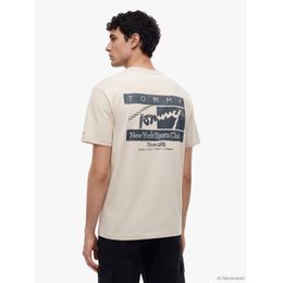 Tommy Jeans Herren T-Shirt "TJM REGULAR SIGNATURE FLAG", beige, Gr. XXL, Single Jersey, Obermaterial: 100% Baumwolle, Shirts