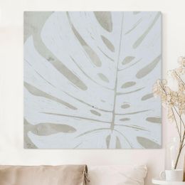 Bilderwelten Akustikbild Monstera Silhouette auf Leinen