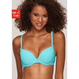 Damen Schalen-BH, NUANCE BY LASCANA, Gr. 90, blau, Spitze, Obermaterial: 85% Polyamid, 15% Elasthan, BHs, im R&uuml;cken aus Spitze, Cups aus Microtouch,