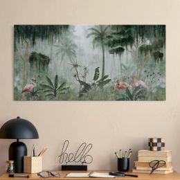 Bilderwelten Akustikbild Flamingos im Dschungel