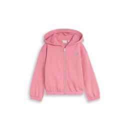 Tom Tailor M&auml;dchen Sweatjacke, rosa, Gr. 116, bestickt, unifarben, Sweatware, Obermaterial: 100% Baumwolle, Sweatjacken, mit Kapuze und