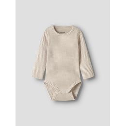 name it Jungen Langarmbody "NBNBERRO R LS BODY SET WITH HAT", Gr. 56, beige, Jersey, Obermaterial: 95% Baumwolle, 5% Elasthan, bedruckt, Bodys,