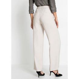 bonprix Damen Stoffhose "Leichte Marlenehose mit Viskose"hellbeige, Gr. 46, gepflegt, unifarben, Web, Obermaterial: 92% Viskose, 8% Polyester, Hosen,