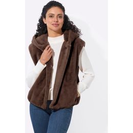 Inspirationen Damen Fellimitatweste, braun, Gr. 38, unifarben, 100% Polyester, Westen