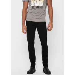 Only & Sons ONLY & SONS Herren Slim-fit-Jeans "ONSLOOM SLIM LBD 8263 AZG DNM NOOS", schwarz, Gr. 30, Abriebeffekte, Denim/Jeans, Obermaterial: 99% Baumwolle, 1%