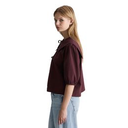 Marc O'Polo Damen Kurzarmbluse "aus leichter Bio-Baumwolle"burnt aubergine, Gr. L, MARC O'POLO DENIM, unifarben, Obermaterial: 100% Baumwolle, Blusen