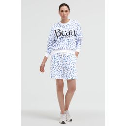 Damen Sweatshorts, blau, Gr. S, SENSES.THE LABEL, bedruckt, Sweatware, Material: 60% Baumwolle, 40% Polyester, Hosen, mit Elastikbund und Kordel