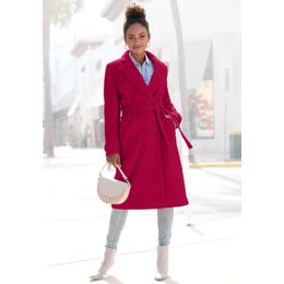 Lascana Damen Langmantel, rot, Gr. 40, unifarben, Flanell, Obermaterial: 90% Polyester, 10% Viskose. Futter: 100% Polyester, M&auml;ntel, mit