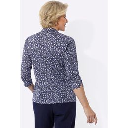 CLASSIC Damen Poloshirt "Poloshirt", blau, Gr. 52, gebl&uuml;mt, gemustert, mehrfarbig, 100% Baumwolle, Shirts