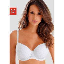 Lascana Damen Schalen-BH, Gr. 75, wei&szlig;, Spitze, Obermaterial: 86% Polyamid, 14% Elasthan, BHs, mit B&uuml;gel & Spitze &uuml;ber nahtlosen Cups &ndash; auch ideal