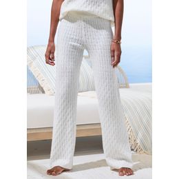 Damen Strickhose, French Connection, Gr. 36, wei&szlig;, Strick, Obermaterial: 33% Nylon, 32% Polyacryl, 30% Baumwolle, 5% Elasthan, Zopfmuster, Hosen, aus