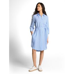 Tom Tailor Damen Sommerkleid "Regular italian"fjord blau irregular stripe, Gr. 44, gestreift, Web, Obermaterial: 55% Lyocell, 45% Viskose, Kleider,