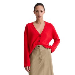 Marc O'Polo MARC O'POLO Damen Strickjacke "oversized aus flauschiger Lambswool", rot, Gr. M, Strick, Obermaterial: 80% Schurwolle, 20% Kaschmir, Strickjacken