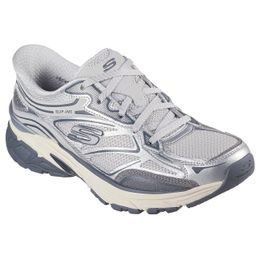 Skechers Damen Slip-On Sneaker "STAMINA SPORT", Gr. 40, silber, Lederimitat, Mesh, metallic, Schuhe, Retro Sneaker, Schn&uuml;rschuh mit Metallic-Bes&auml;tzen