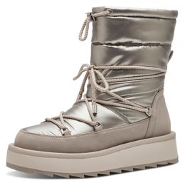Tamaris Damen Winterboots, Gr. 36, silber, Lederimitat, Textil, gl&auml;nzend, Schuhe, Plateau, Winterboots, mit hochwertiger Duo-Tex-Ausstattung
