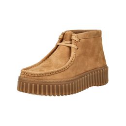 Clarks Damen Plateaustiefelette "Clarks Stiefelette Nubukleder", Gr. 39, braun, Nubukleder, Schuhe