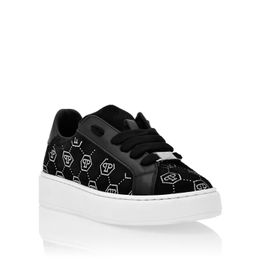 Philipp Plein Jungen Sneaker "Monogram Verziert", Gr. 27, schwarz-wei&szlig;, Schuhe