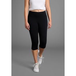 Kangaroos Damen 3/4-Hose, schwarz, Gr. 56, unifarben, Jersey, Obermaterial: 95% Baumwolle, 5% Elasthan, Hosen, Gro&szlig;e Gr&ouml;&szlig;en
