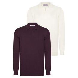 FELIX HARDY Herren Polokragenpullover "Pullover mit Polo-Kragen 2er-Pack", lila, Gr. XL, 100% Baumwolle, Pullover