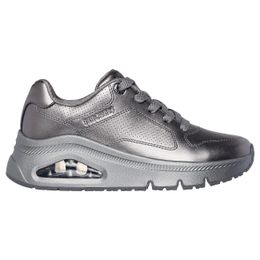 Skechers Damen Sneaker "UNO ICON - LUSTROUS AIR", Gr. 36, grau, Leder, metallic, Schuhe, Keilsneaker, Plateausneaker, Schn&uuml;rschuh im Metallic Look