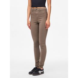 Pieces Damen Jeggings "PCHIGHSKIN WEAR JEGGINGS", braun, Gr. XL, unifarben, Web, Obermaterial: 77% Viskose, 20% Nylon, 3% Elasthan, Hosen,