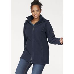 Polarino Damen Fleecejacke "Gro&szlig;e Gr&ouml;&szlig;en", blau, Gr. 54, unifarben, Fleece, Obermaterial: 100% Polyester, Jacken, mit Kapuze, h&uuml;ftbedeckende L&auml;nge,