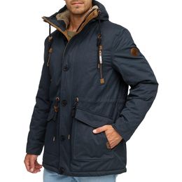 INDICODE Herren Parka "INGillespie", blau, Gr. L, unifarben, Web, Obermaterial: 100% Polyester, Jacken