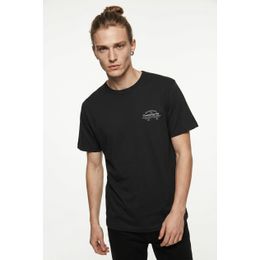 Jack & Jones JACK & JONES Herren T-Shirt "JORNANTUCKET SCRIPT CHEST TEE CN", schwarz, Gr. XS, bedruckt, Jersey, Obermaterial: 100% Baumwolle, Shirts