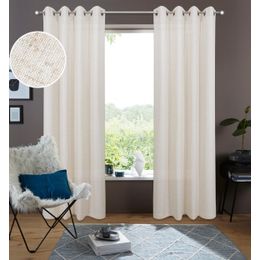 Gardine OTTO HOME, B:140cm H:145cm, beige, Polyester, Wohnzimmer, Gardinen, "Rudy", Halbtransparent, Leinenlook, Polyester-Leinen-Mischung, 2er Set