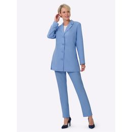 Damen Hosenanzug, blau, Gr. 50, 100% Polyester, Anz&uuml;ge