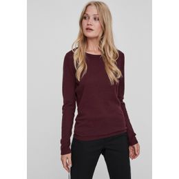 V&eacute;ro Moda VERO MODA Damen Rundhalspullover "VMCARE STRUCTURE LS O-NECK BLOUSE", rot, Gr. XS, Strukturmuster, unifarben, Strick, Obermaterial: 100% Baumwolle,
