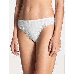 Calida Damen Slip "Etude Toujours", Gr. M, wei&szlig;, Spitze, Obermaterial: 95% Baumwolle, 5% Elasthan, unifarben, Unterhosen, Nadelstreifen-Optik,