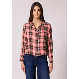 Street One Damen Langarmbluse, rosa, Gr. 38, kariert, Stoff, 100% Viskose, Blusen, aus softer Viskose