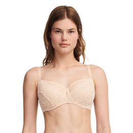 Chantelle Damen B&uuml;gel-BH "FLORAL TOUCH", Gr. 70, beige, Obermaterial: 75% Polyamid, 25% Elasthan, BHs, florale Spitze mit wrap-over Effekt