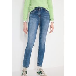 Cecil Damen Straight-Jeans, blau, Gr. 36, unifarben, Jeans, 78% Baumwolle, 20% Polyester, 2% Elasthan, Jeans, High Waist