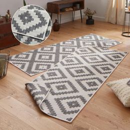 Teppich Hanse Home, B:80cm H:5mm L:250cm, grau, Kunstfaser, Wohnzimmer, Teppiche, "Malta Wendeteppich", In-& Outdoor, Wetterfest, Balkon, Terrasse,