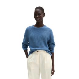 Marc O'Polo MARC O'POLO Damen Strickpullover "aus Heavy-Weight-Organic-Cotton", blau, Gr. XL, unifarben, Obermaterial: 100% Baumwolle, Pullover