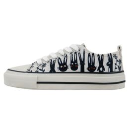DOGO Damen Ballerina "Liria Low-Top Sneaker Line Of Rabbits Damen Sneaker", Gr. 36, schwarz-wei&szlig;, Textil, Schuhe, Handgefertigt