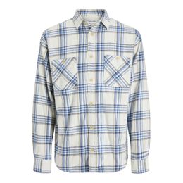 Jack & Jones JACK & JONES Button Up Shirt 'JJEMichael' male size S Blue / marine blue / Taupe / Off white