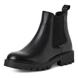Tamaris Damen Chelseaboots, Gr. 42, schwarz, Glattleder, Schuhe, Blockabsatz, Businessschuh, Herbstboots zum Schlupfen