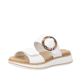 Remonte Damen Pantolette, Gr. 39, wei&szlig;, Leder, unifarben, Schuhe, Sommerschuh, Hausschuh mit praktischen Klettverschl&uuml;ssen