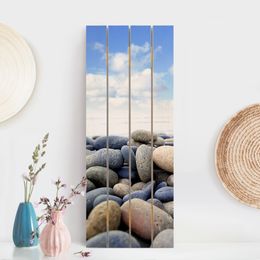 Bilderwelten Holzbild blau Motiv Steinoptik - Garten Eden - Himmel Wohnzimmer Schlafzimmer